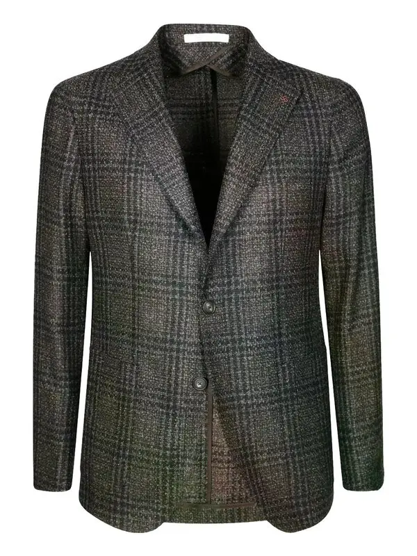 Tagliatore Plaid Single-breasted Wool Blazer - Black