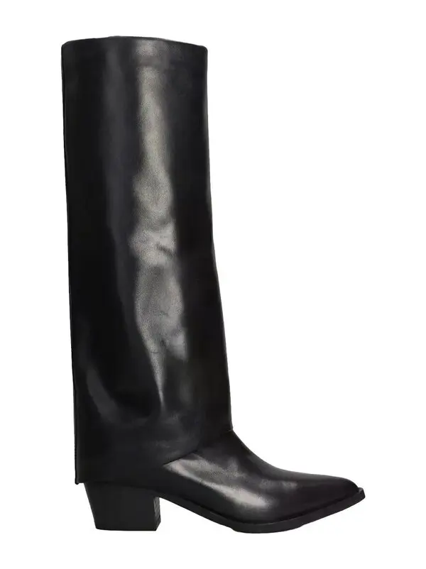 JULIE DEE 55mm Leather Boots - Black