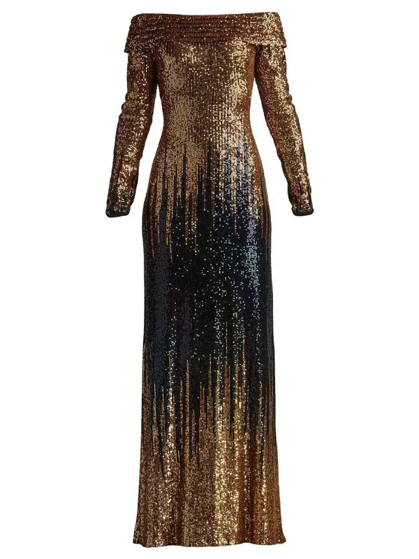 Tadashi Shoji Vionne Gown Dress - Gold