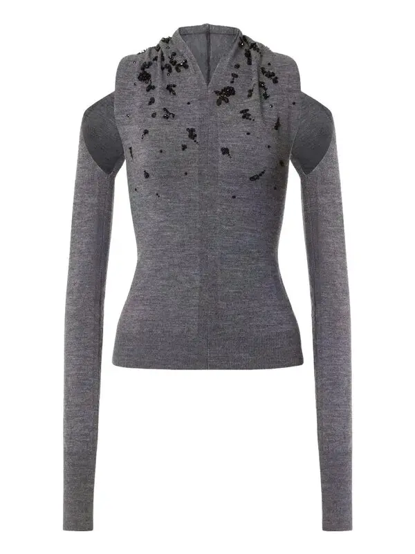 Alberta Ferretti Off-shoulder Virgin Wool Sweater - Grey