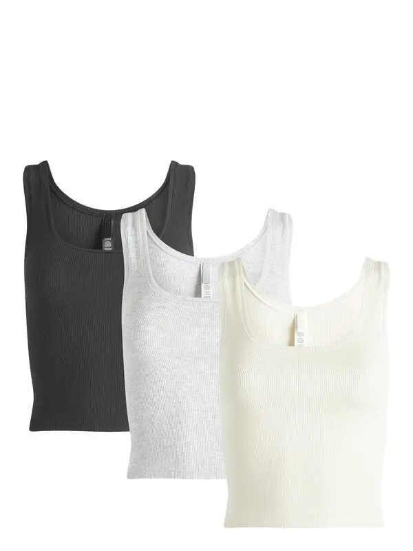 SKIMS Cotton Rib Bundle Tank - Bone Multi