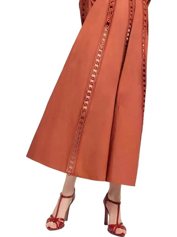 Elie Saab Cotton Midi Skirt - Orange