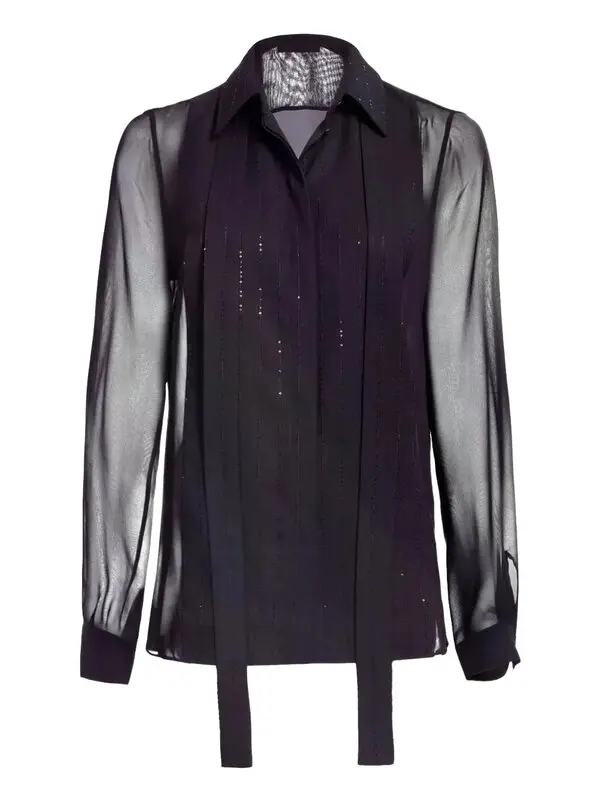 Elie Saab Pinstriped Silk Shirt - Black