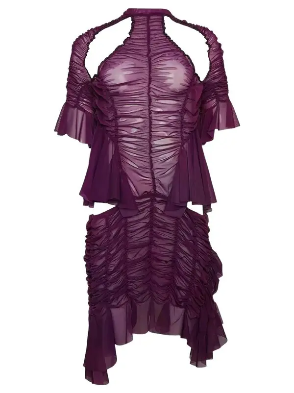 ESTER MANAS Cut-out Ruched Mini Dress - Purple