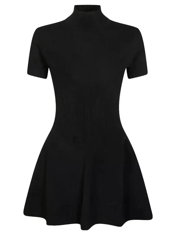 DONDUP Short Sleeve Ribbed Mini Dress - Black