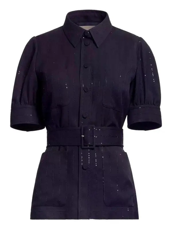 Elie Saab Belted Crepe Shirt - Black