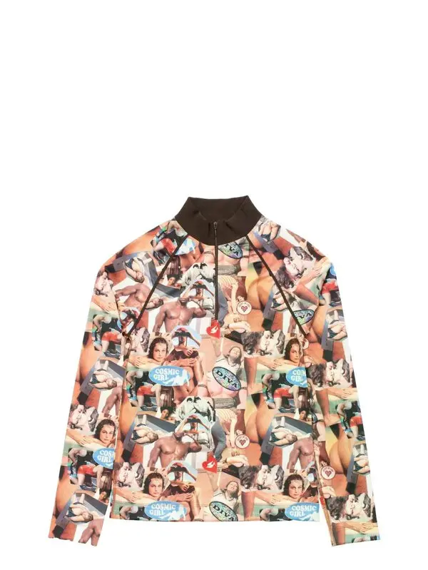 CARNE BOLLENTE Printed Zip Top - Neutrals