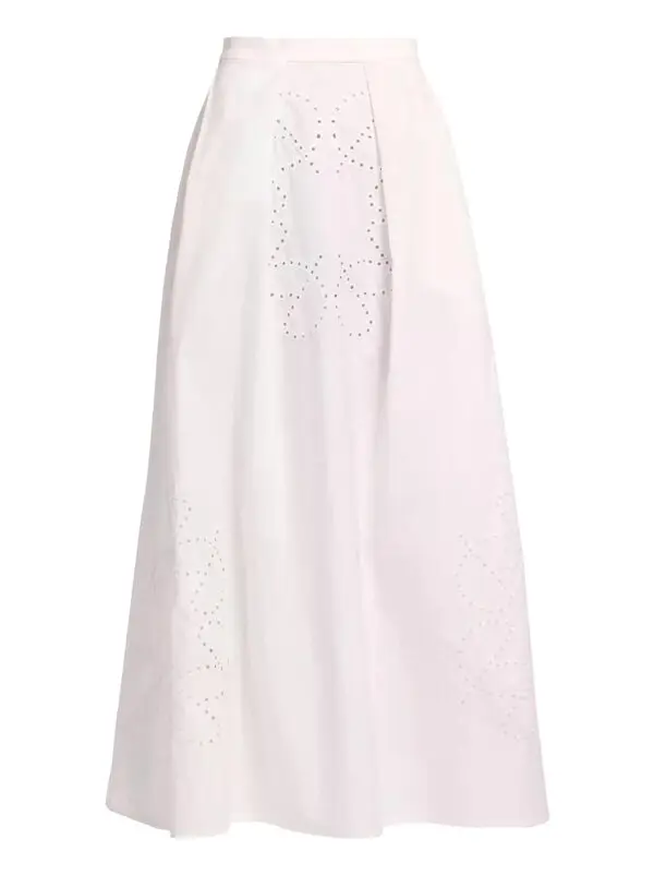 Elie Saab Monogram Embroidered Pleated Skirt - Neutrals