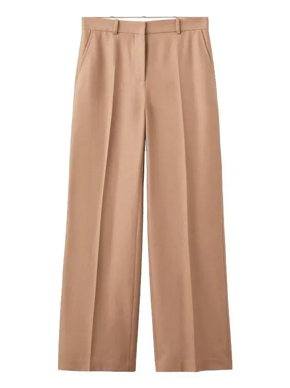 Mango Natalie Wool Blend Trousers - Medium Brown