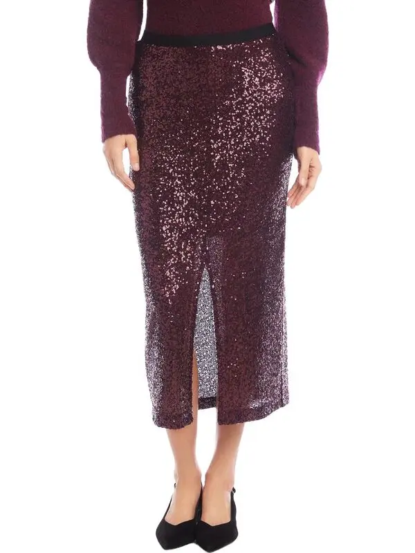Karen Kane Sequin Midi Skirt - Eggplant