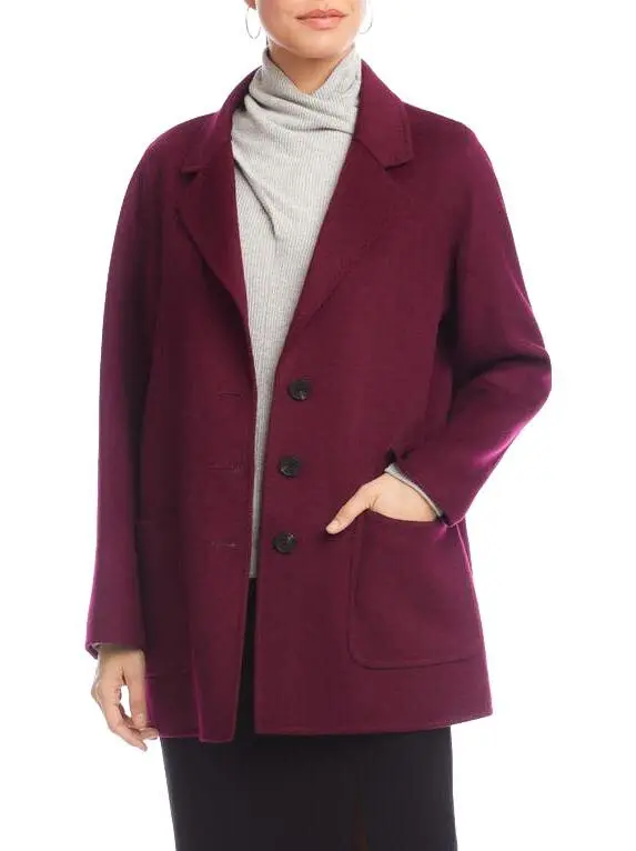 Karen Kane Oversized Brushed Wool Blend Blazer - Eggplant