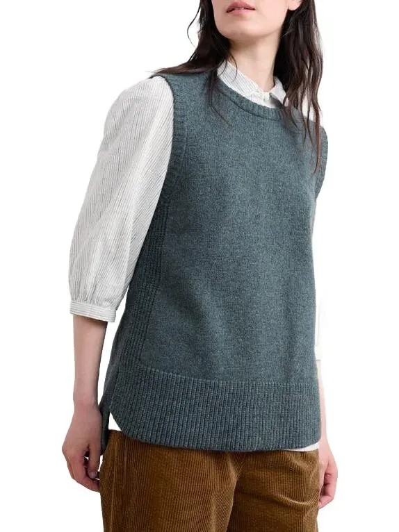SEASALT CORNWALL Coupling Merino Wool Blend Vest - Knit Melange Light Nickel