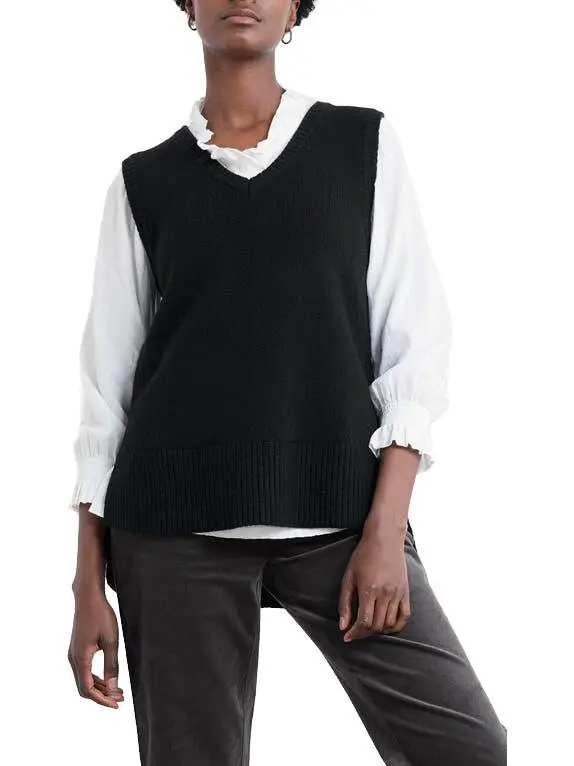 SEASALT CORNWALL Coupling Merino Wool Blend Vest - Knit Melange Onyx