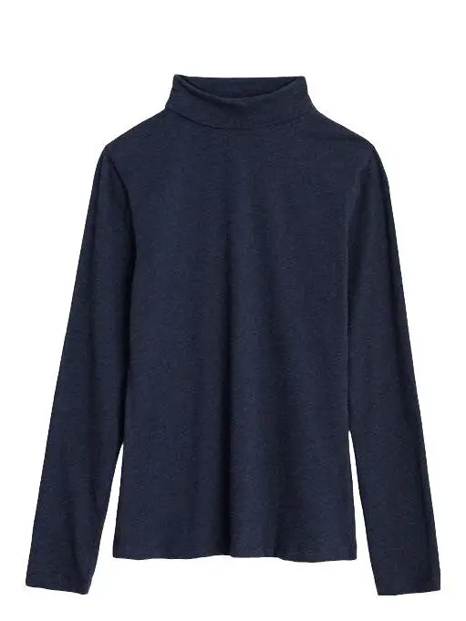 SEASALT CORNWALL Landing Turtleneck Stretch Organic Cotton Top - Maritime