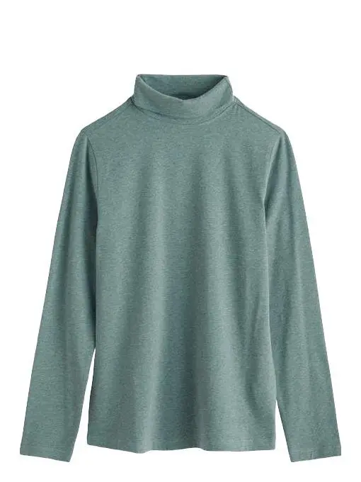 SEASALT CORNWALL Landing Turtleneck Stretch Organic Cotton Top - Melange Sardine