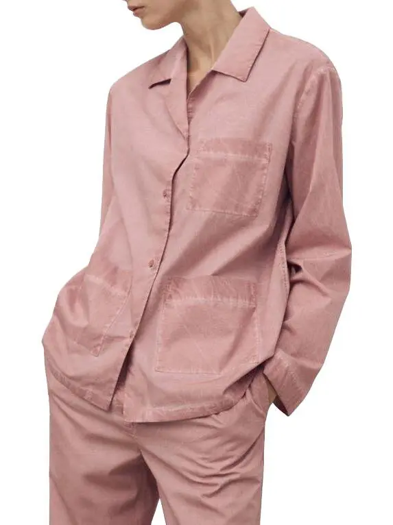 Mango Garment Dyed Button-up Shirt - Medium Pink