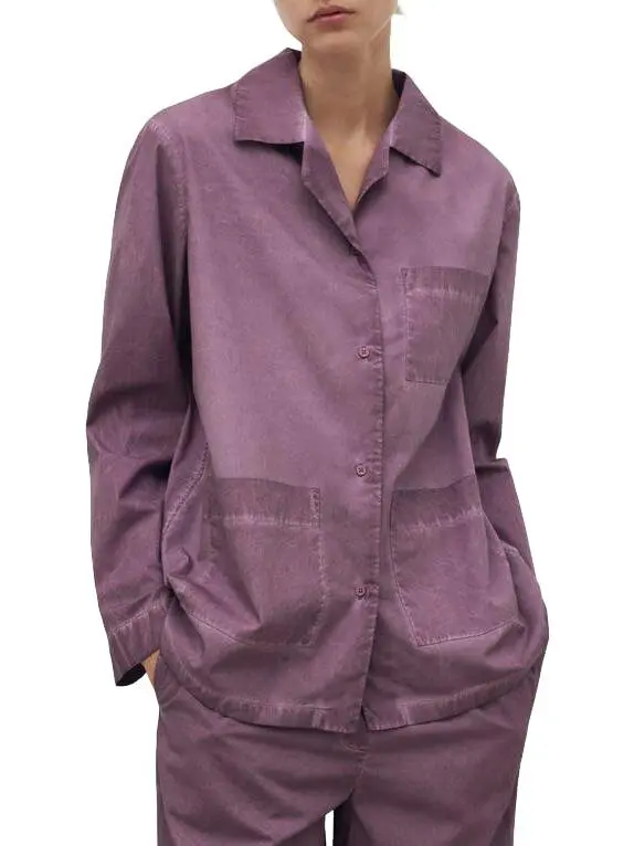 Mango Garment Dyed Button-up Shirt - Plum