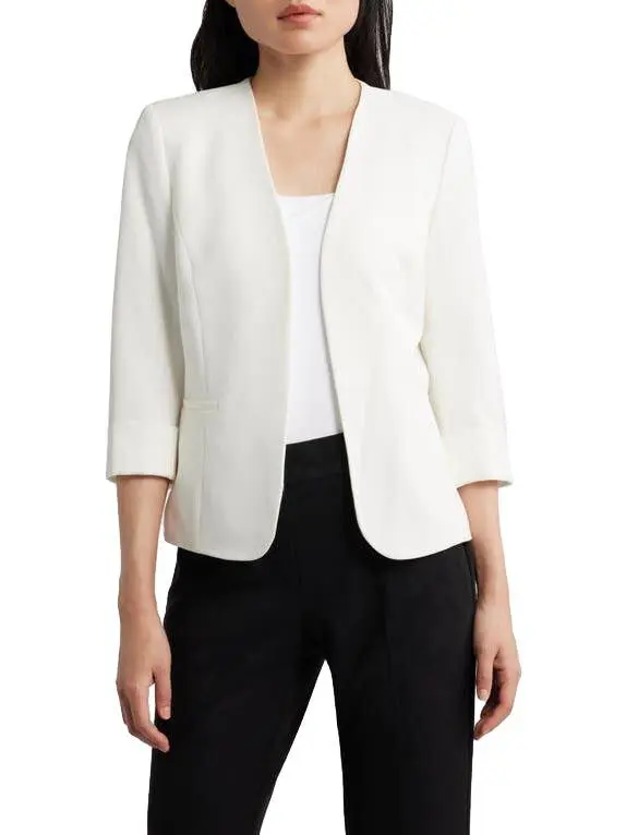 KASPER Stretch Crepe Blazer - Vanilla Ice