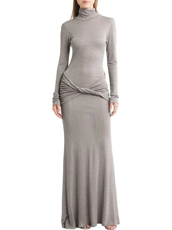 DELFI COLLECTIVE Anastasia Metallic Maxi Dress - Pewter