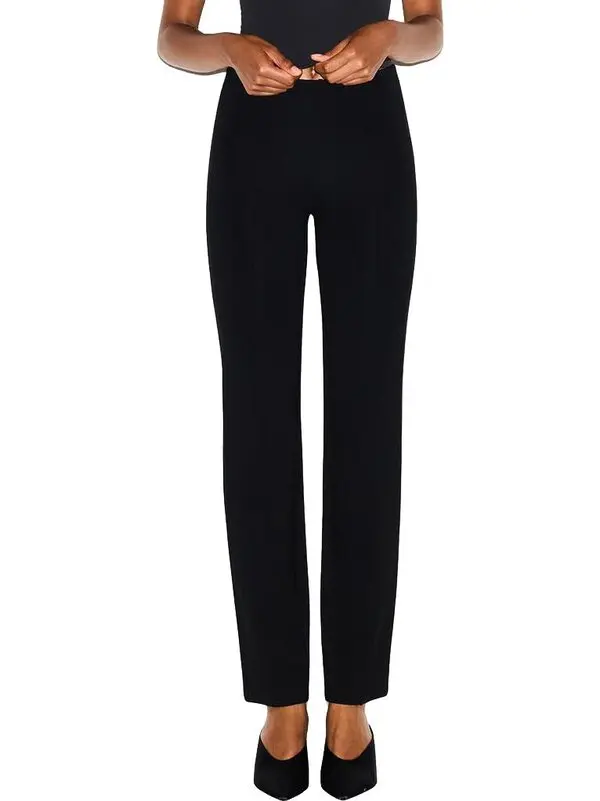 SKIMS High-waisted Pintuck Straight-leg Pants - Obsidian