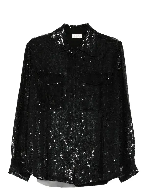 PAROSH Sequined Shirt - Black