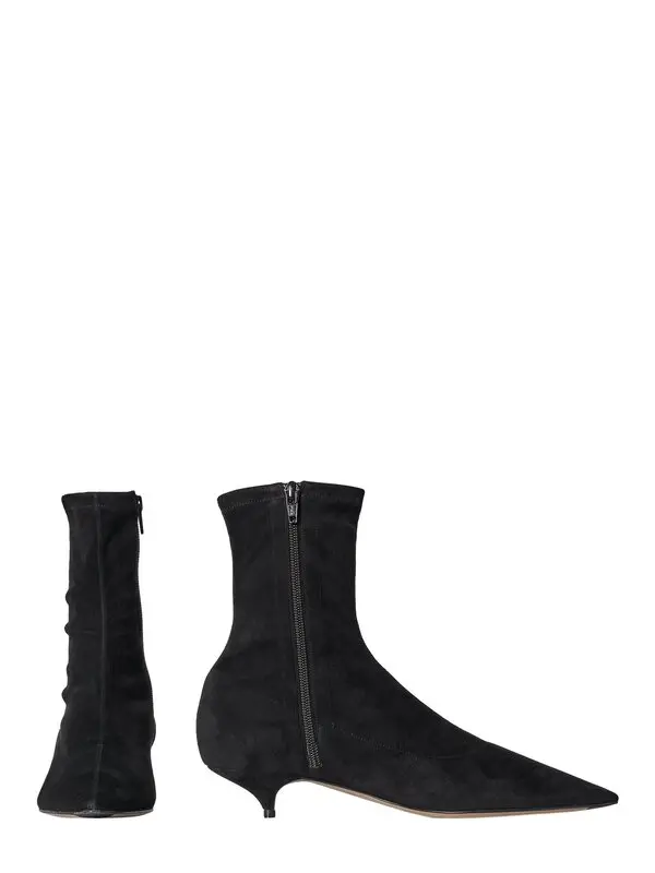 THE ROW Liisa Kitten Boot In Suede - Black