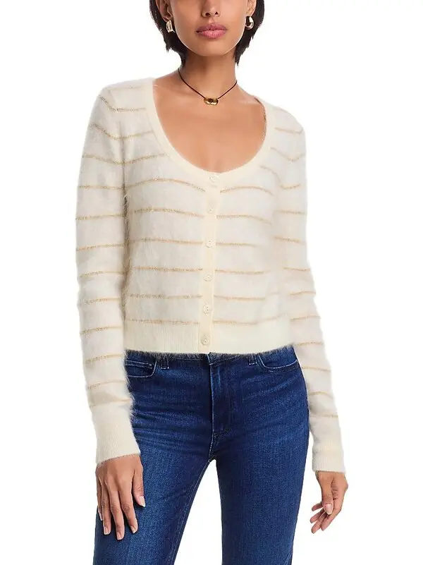 Paige Fortuna Cashmere Cardigan - Anitque White/gold