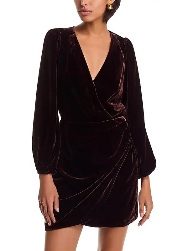 Paige Lawry Faux Wrap Mini Dress - Aubergine