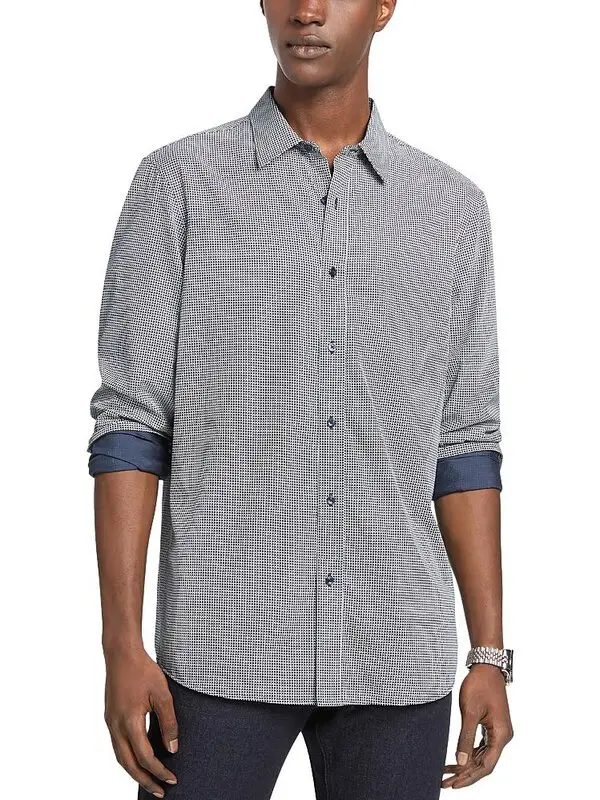 Michael Kors Geometric Perfect Classic Fit Button Down Shirt - Midnight