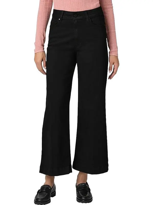 Paige Anessa Petite High Rise Wide Leg Jeans - Black Shadow