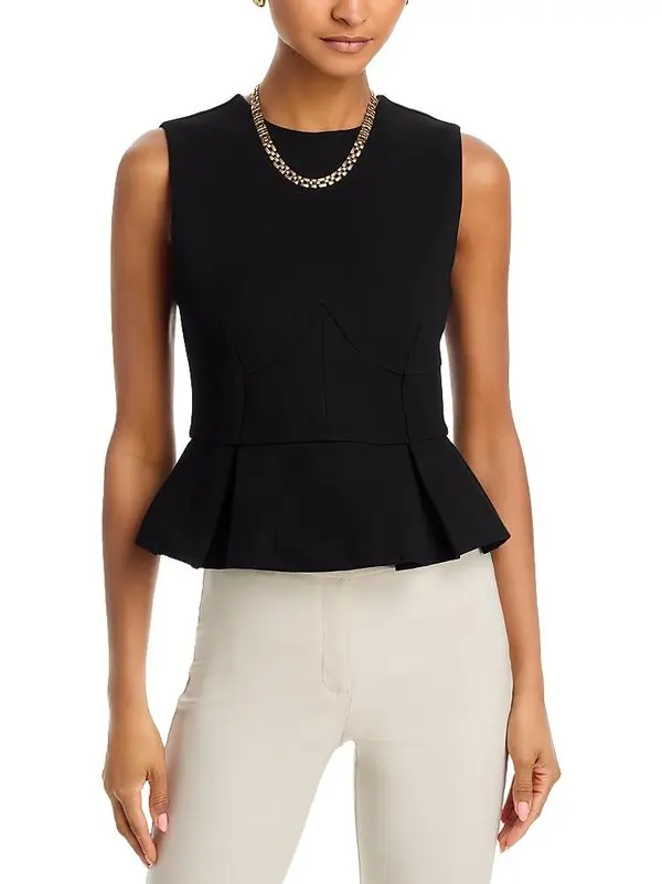 French Connection Cleo Ponte Peplum Top - Black