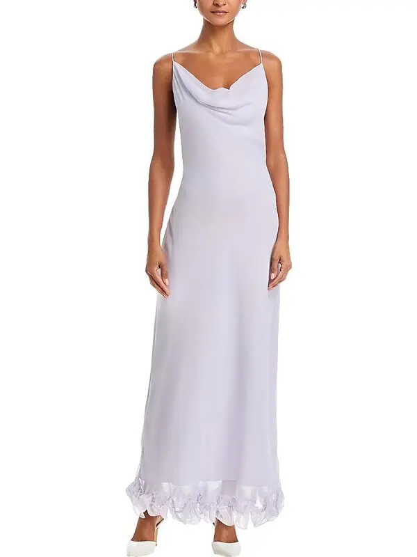 ROTATE BY BIRGER CHRISTENSEN Chiffon Slip Dress With Ruffled Hem - Lavender