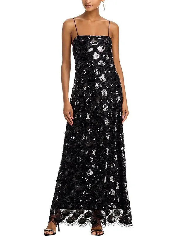 ROTATE BY BIRGER CHRISTENSEN Sequin Embellished Slip Dress - Black