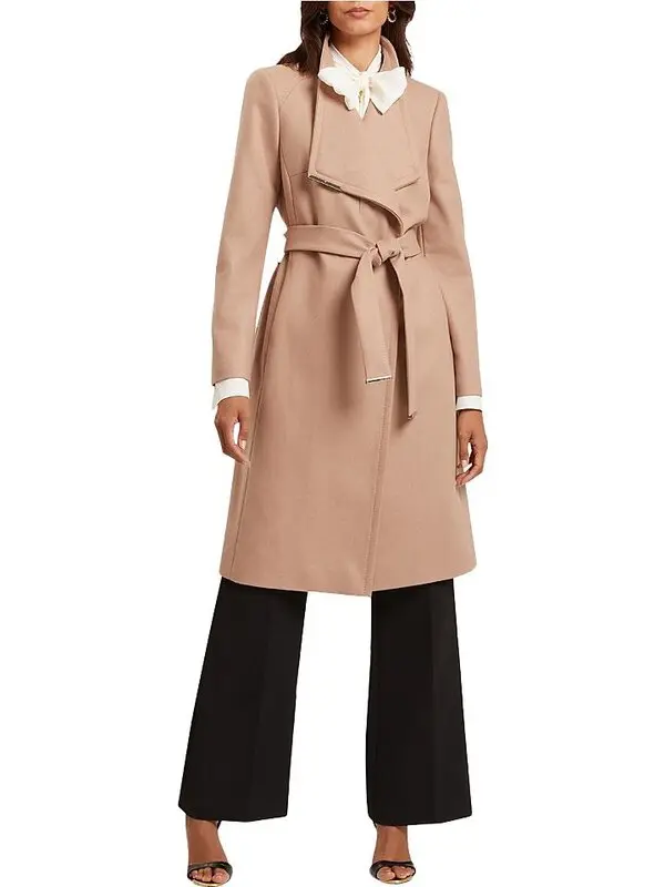 Ted Baker London Wool Blend Wrap Coat - Camel