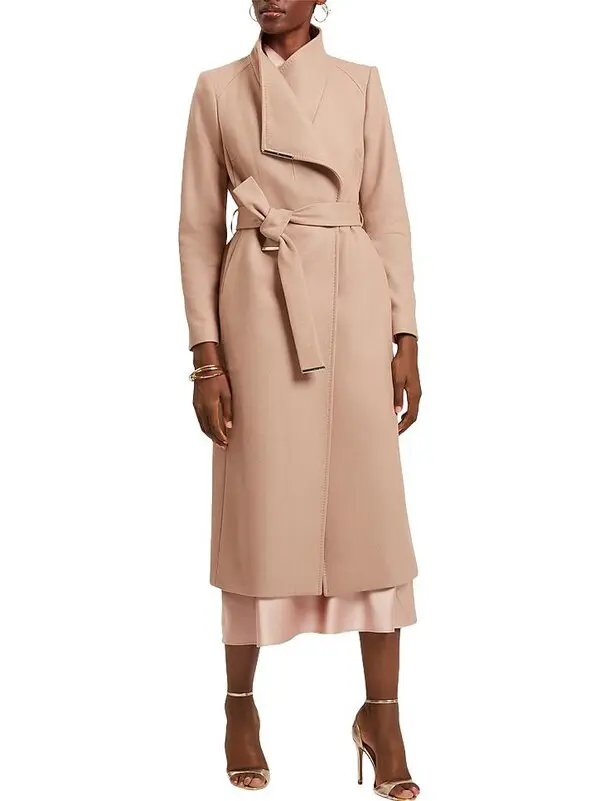 Ted Baker London Wool Blend Wrap Coat - Camel