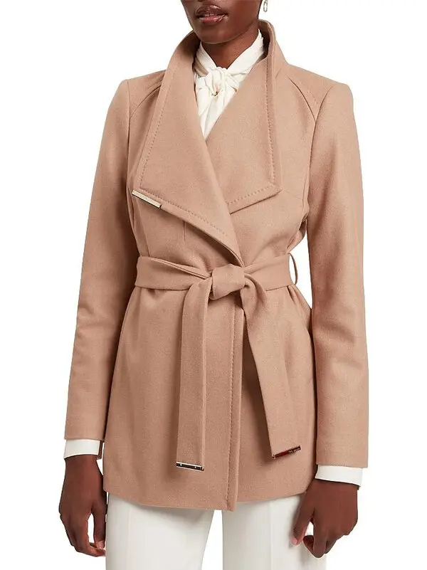 Ted Baker London Wool-blend Wrap Coat - Camel