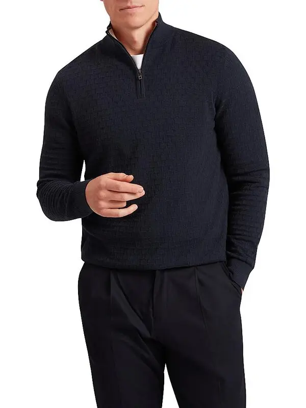 Ted Baker London Texture Stitch Half-zip Sweater - Navy