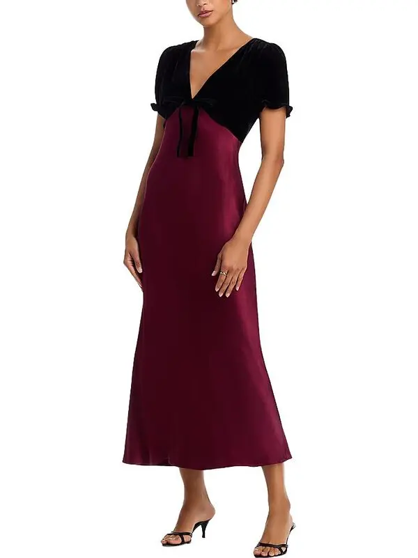 Rails Dory Velvet Shrug Satin Dress - Garnet