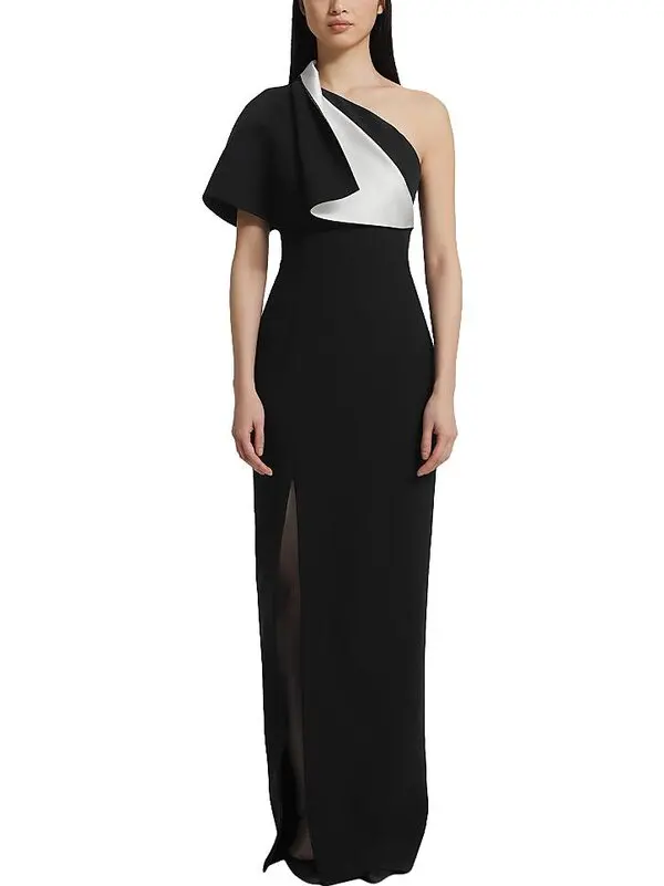 Safiyaa Yume Asymmetrical Dress - Ivory On Black