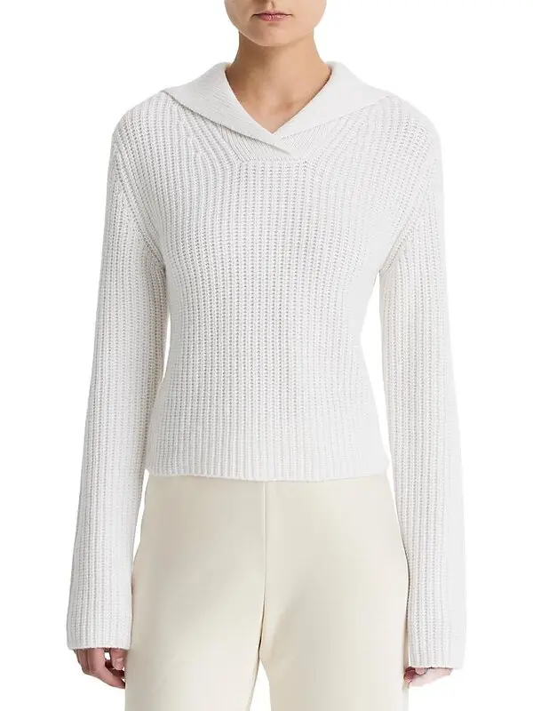 Vince Ribbed Sailor Collar Sweater - Off White