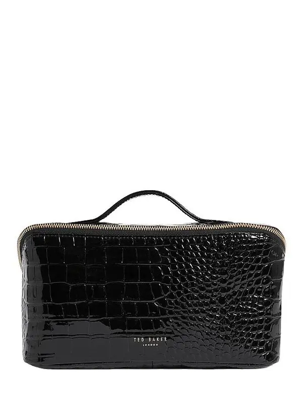 Ted Baker London Vieda Croc Embossed Small Makeup Bag - Black