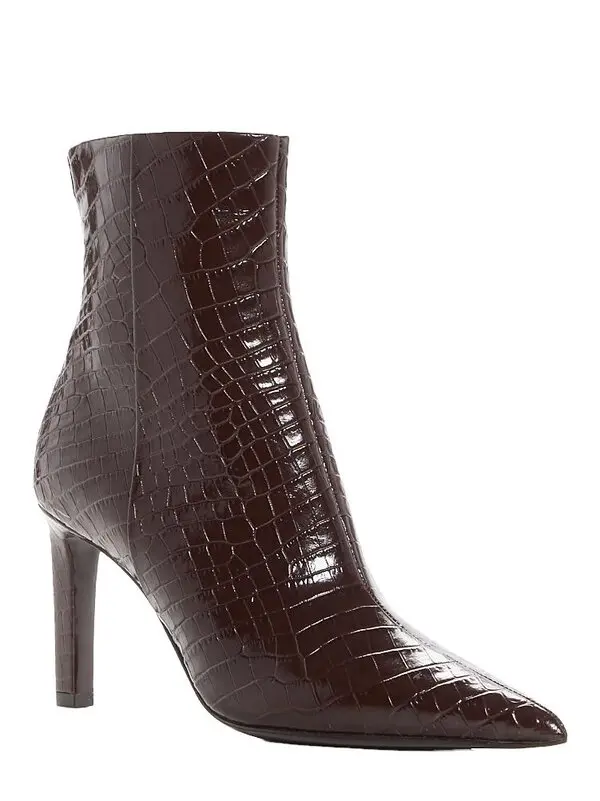 JIMMY CHOO Frankie 85 Croc Embossed Booties - Chocolate