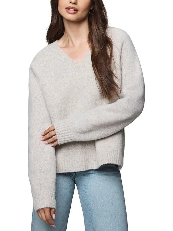 Splendid Melina V-neck Pullover Sweater - Pale Oak Heather