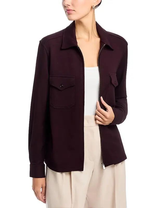 Majestic Filatures Zip Front Shirt - Aubergine