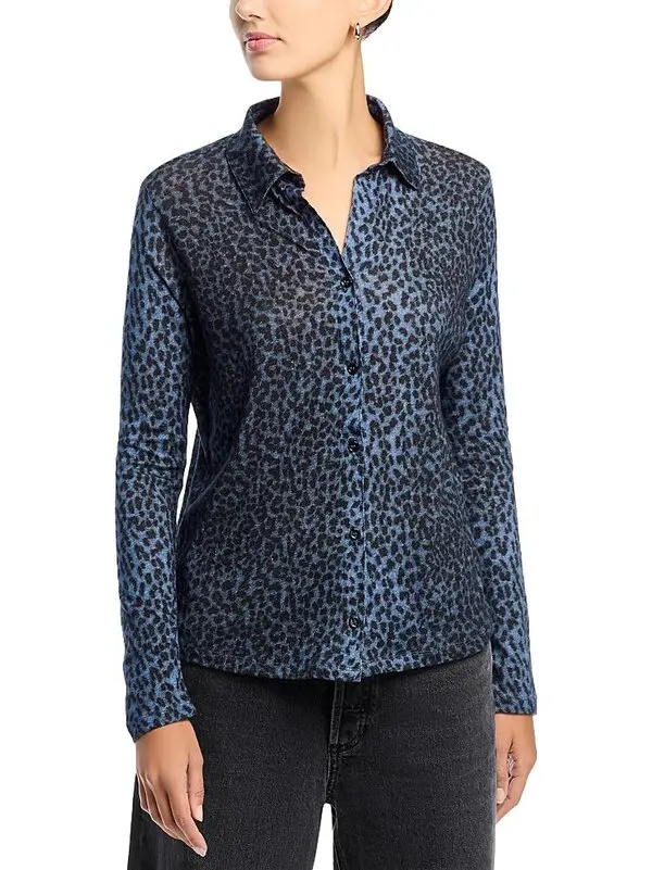 Majestic Filatures Leopard Novel Shirt - Bleu Saphire