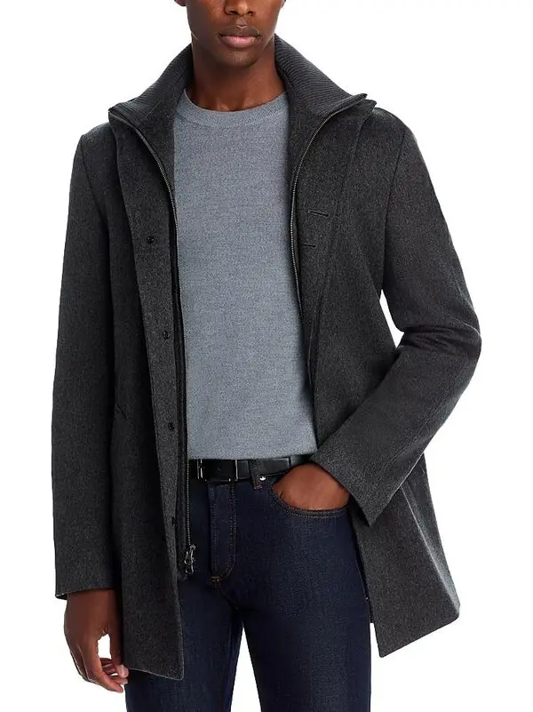 Bloomingdale'S Rain System Wool Car Coat - Charcoal