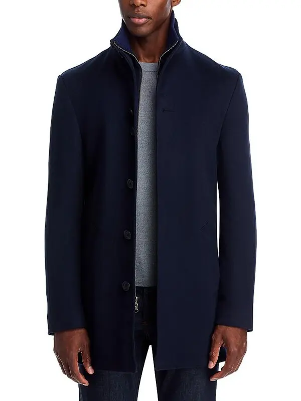 Bloomingdale'S Rain System Wool Car Coat - Navy