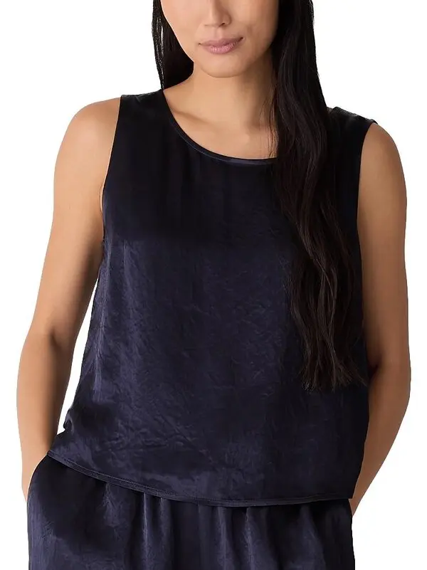 Eileen Fisher Satin Ballet Neck Shell Top - Ink