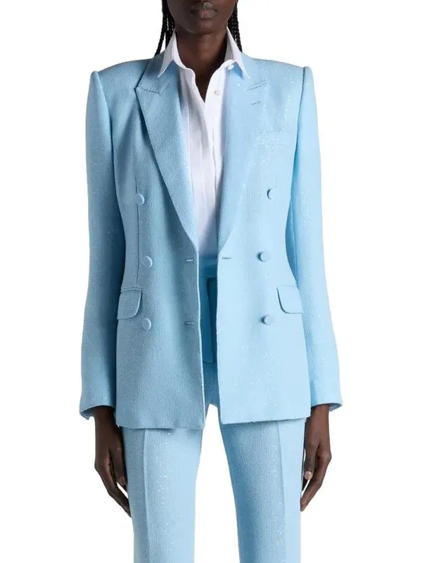 TOM FORD Sequin-embellished Double-breasted Jacket - Sky Blue