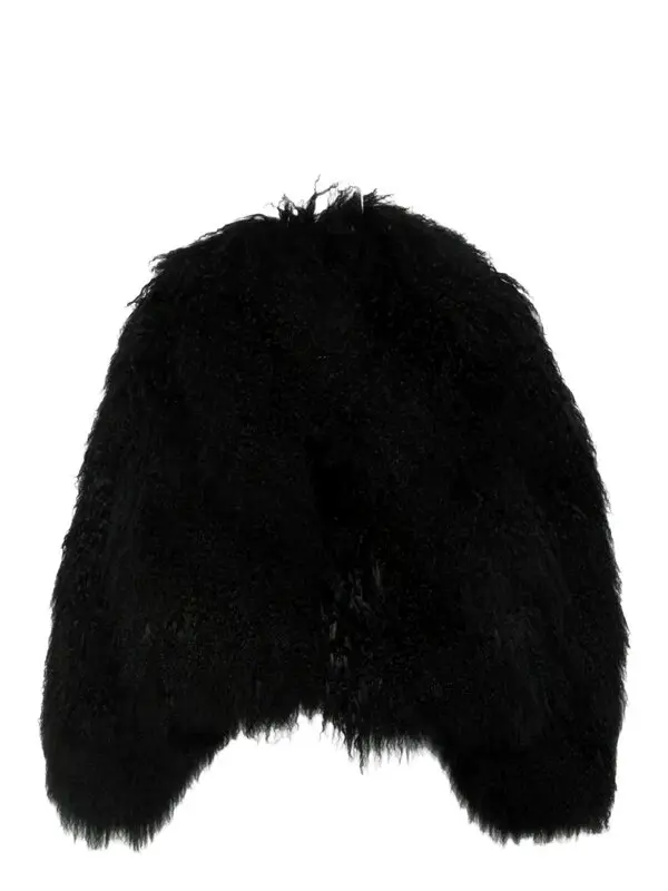 BLANCHA Textured Faux-fur Coat - Black